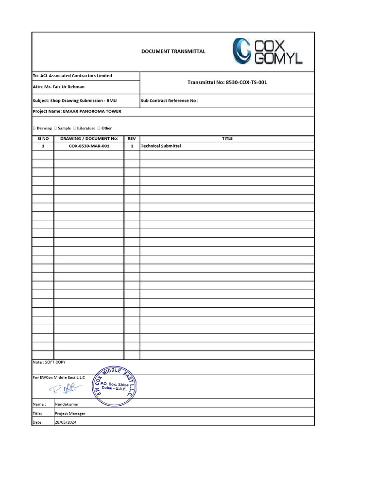 Transmittal-003 (Material Submittal) | PDF