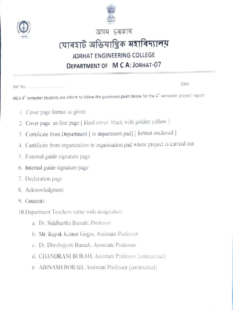 MCA 4th Semester Project Report Guidelines | PDF