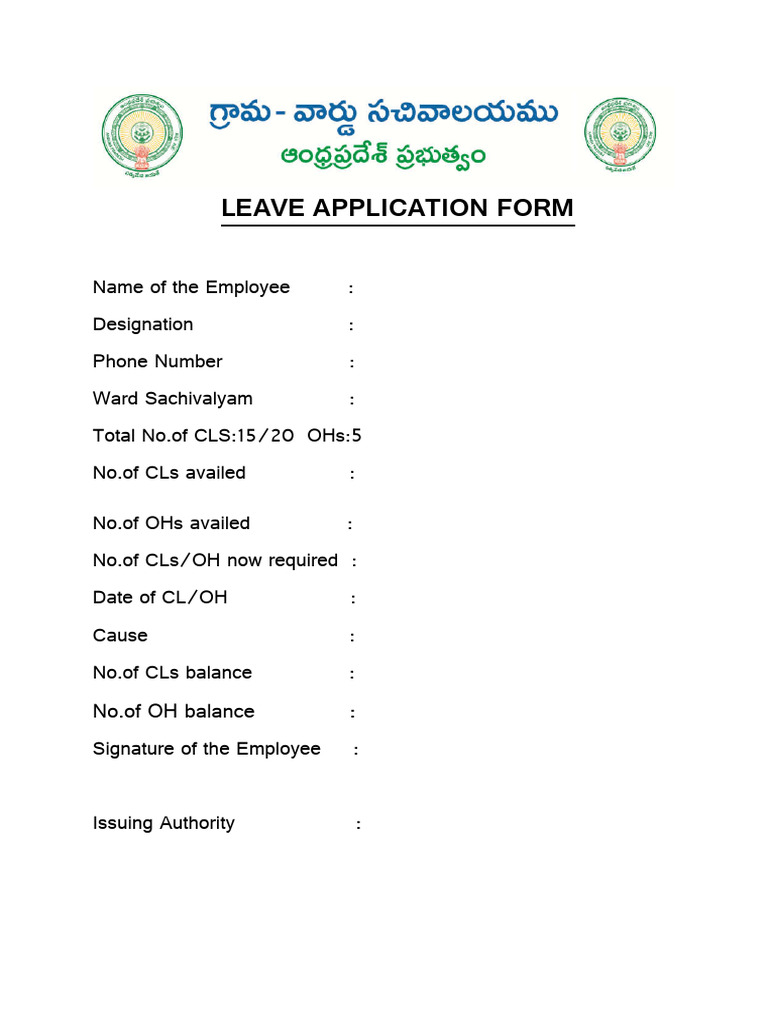 GSWS Casual Leave Application Form | PDF
