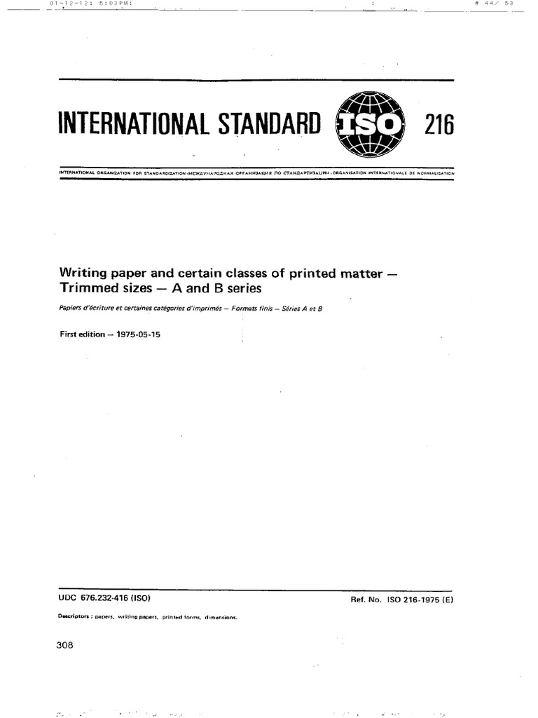 Iso 216 - 1975 | PDF