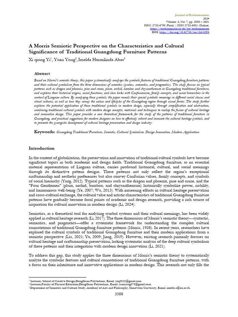 A Morris Semiotic Perspective On The Characteristics and Cultural ...