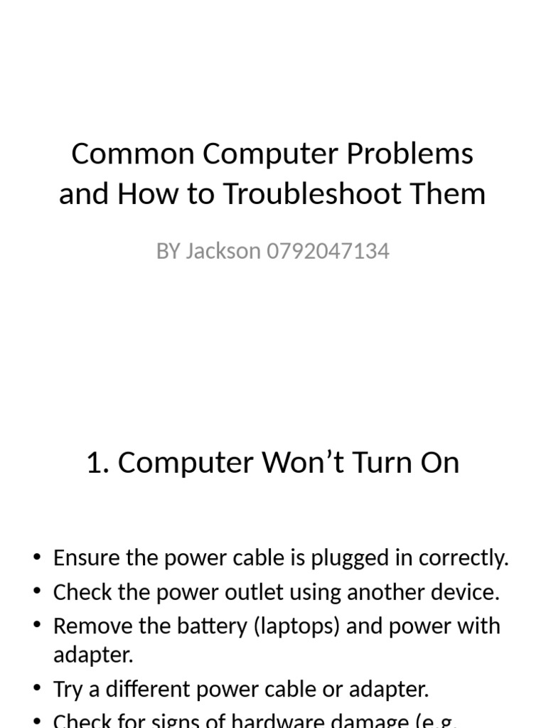 Common - Computer - Problems - Troubleshooting - Lesson 3 | PDF