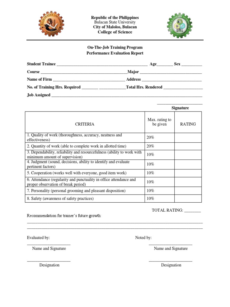 OJT Documents 1 | PDF | Performance Appraisal | Social Institutions