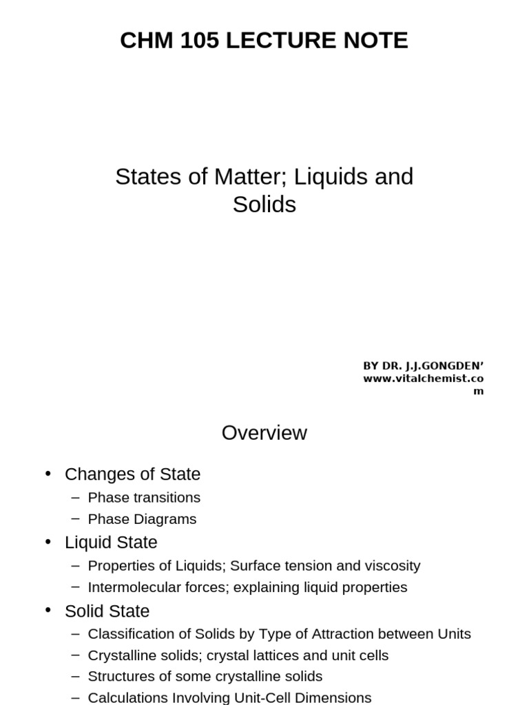 CHM 105 (State of Matter) | PDF | Intermolecular Force | Chemical Polarity