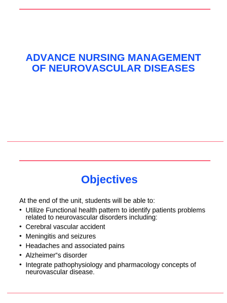 8-Advance Nursing Management of Neurovascular Diseases | PDF | Stroke ...