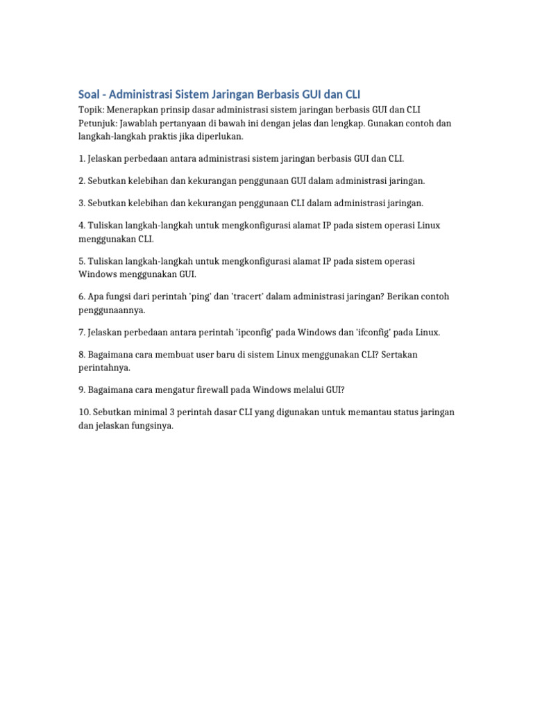 Administrasi Jaringan: GUI vs CLI | PDF