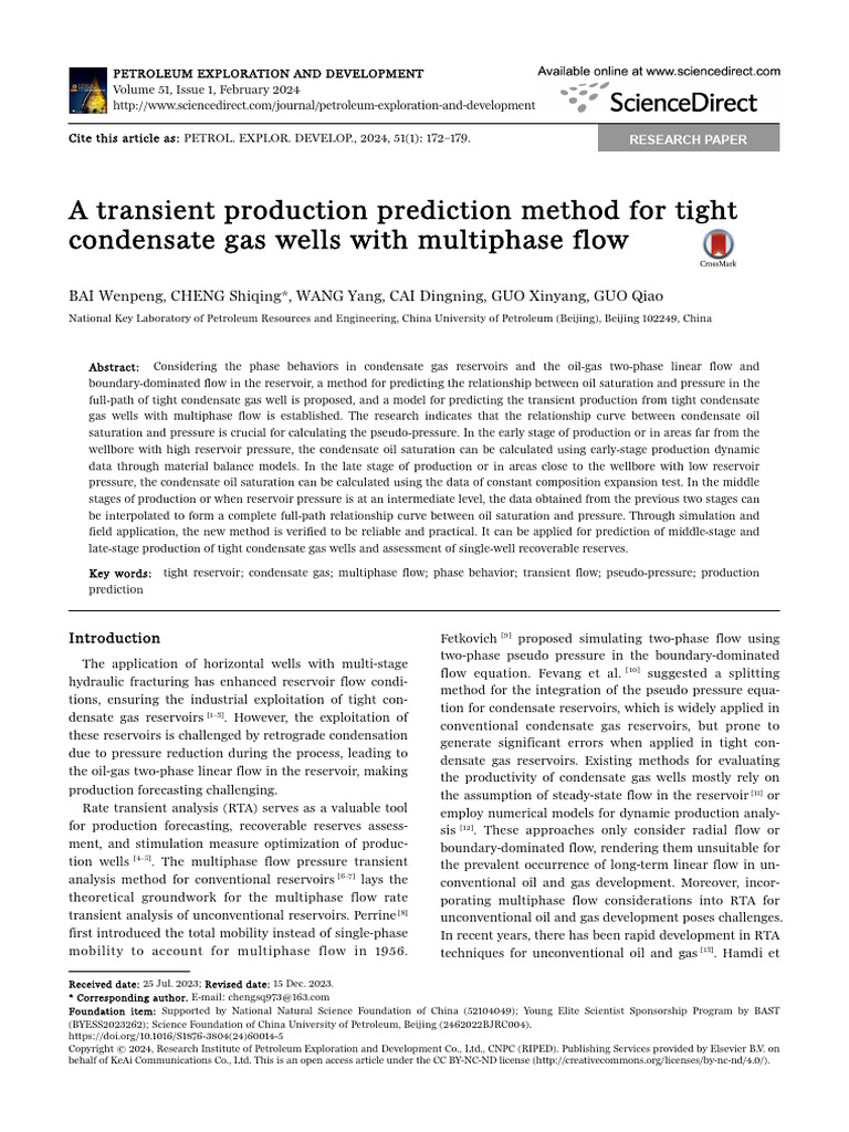 A Transient Production Prediction Method For Tight Condensate Gas Wells ...