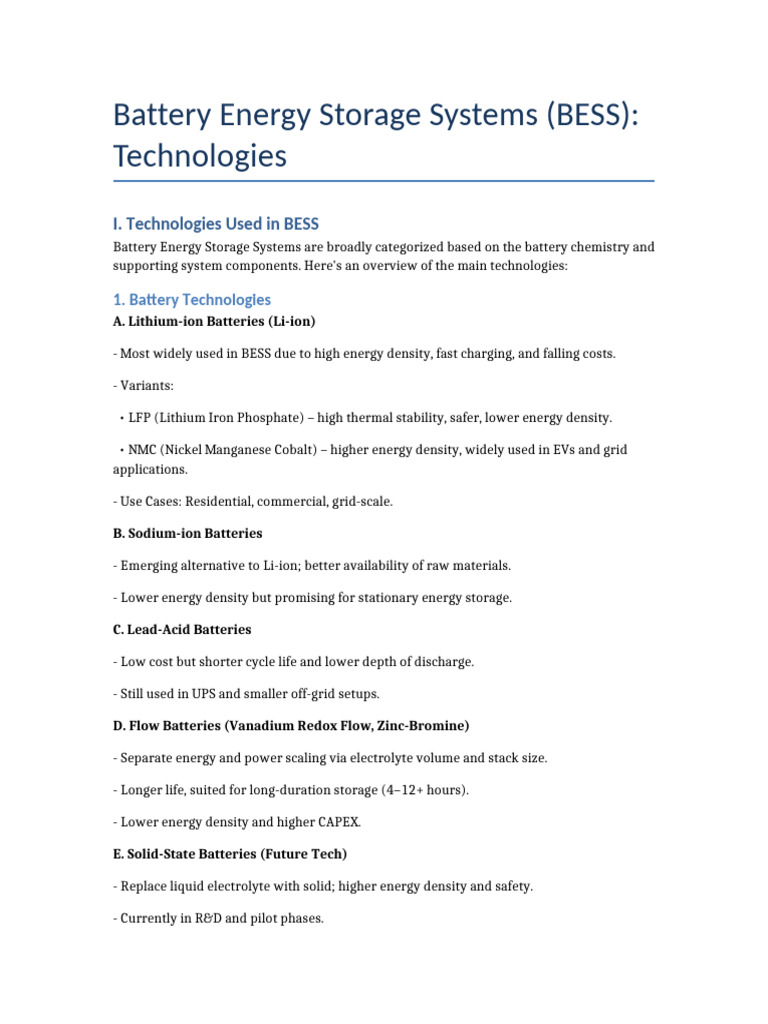 BESS Technologies | PDF