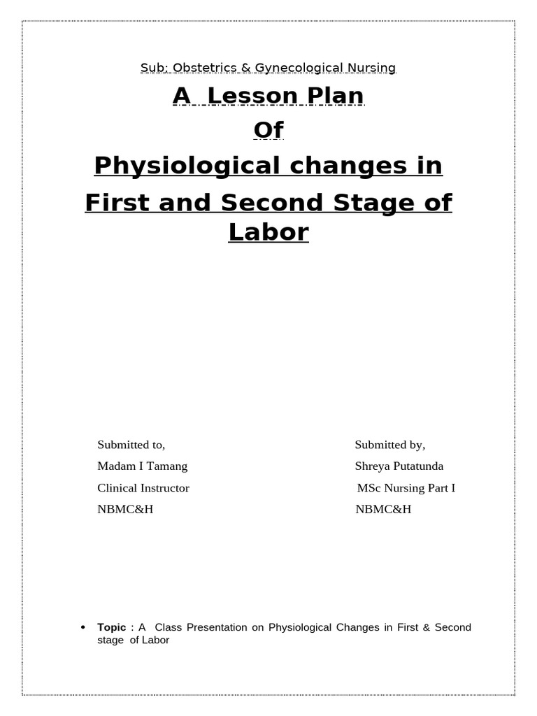 Lesson Plan Obg Class Presentation | PDF | Childbirth | Medical Specialties