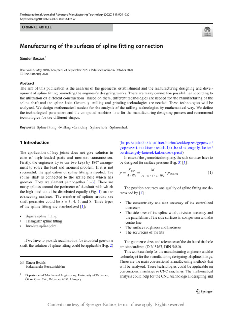 Manufacturing of The Surfaces of Spline Fitting Co | PDF | Grinding ...