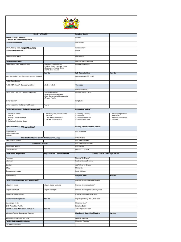 Health Facility Checklist September 2021 | PDF | Psychiatrist ...