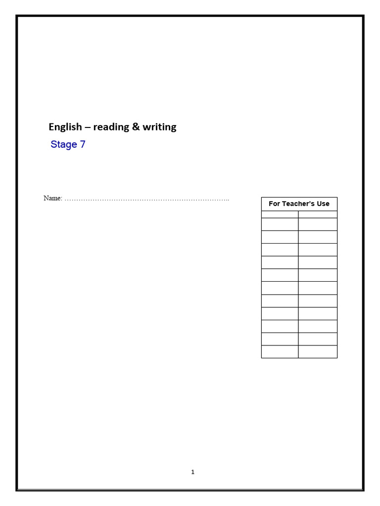 G7 English Final Exam: Reading & Writing | PDF | Martin Luther King Jr.