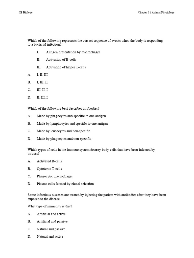 Chapter 11 Animal Physiology | PDF | Uterus | Immune System