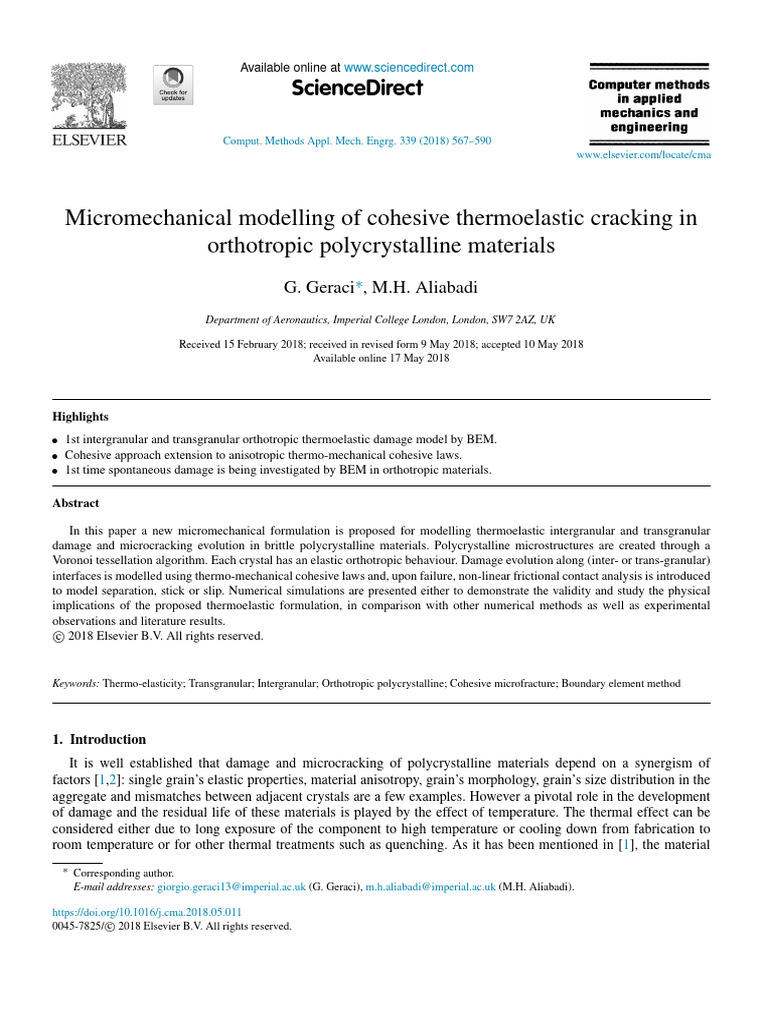 Thermoelastic Cracking in Polycrystals | PDF | Fracture | Crystallite