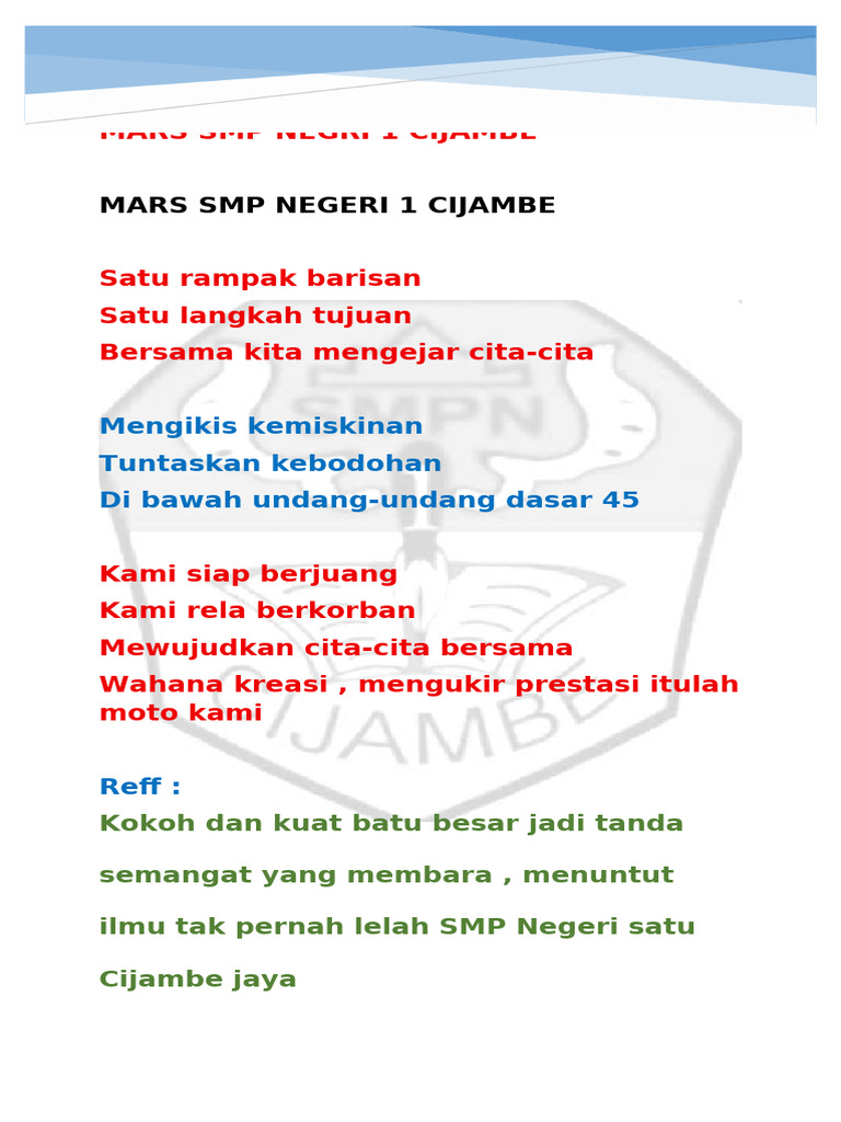 Mars SMP Negeri 1 Cijambe | PDF