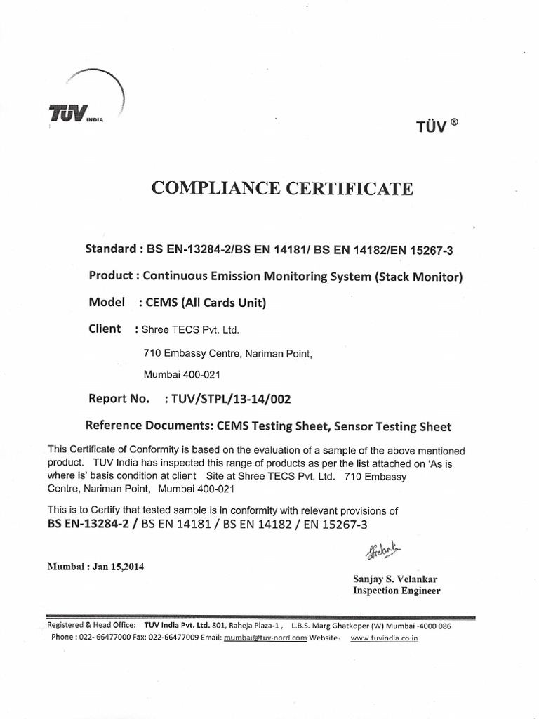 TUV Certificate | PDF