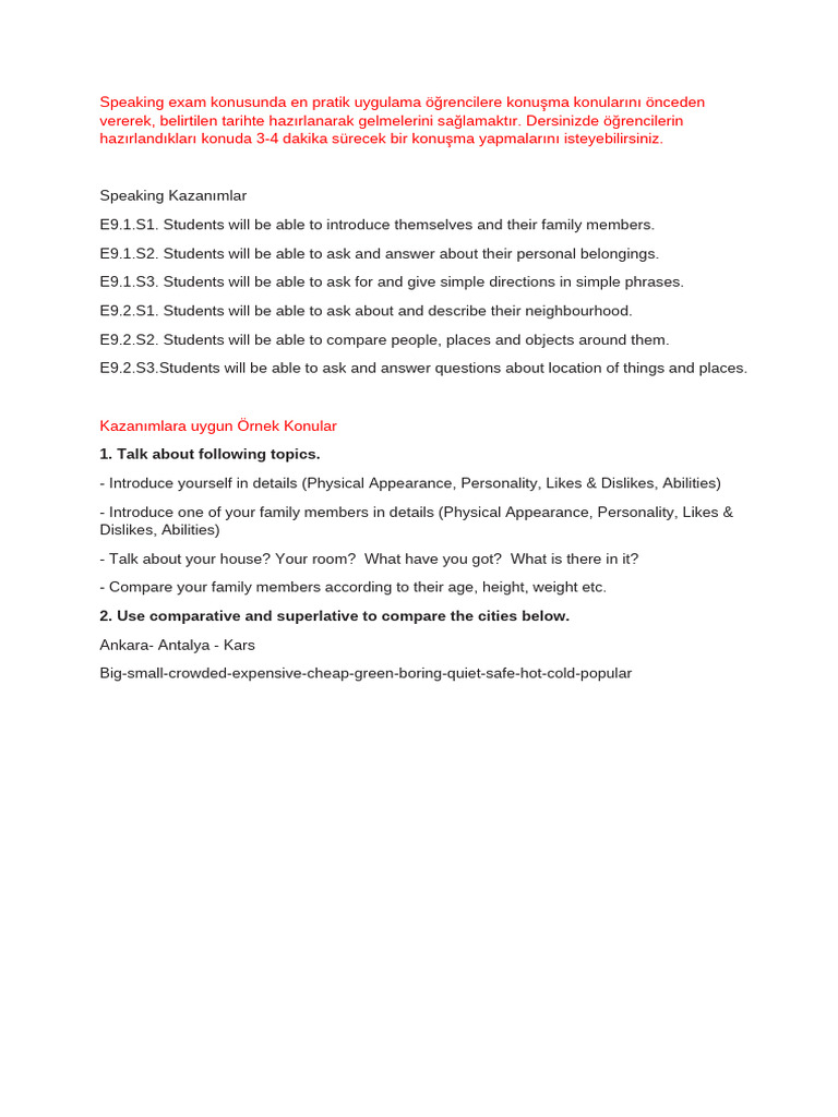 Speaking Exam Preparation Guide | PDF