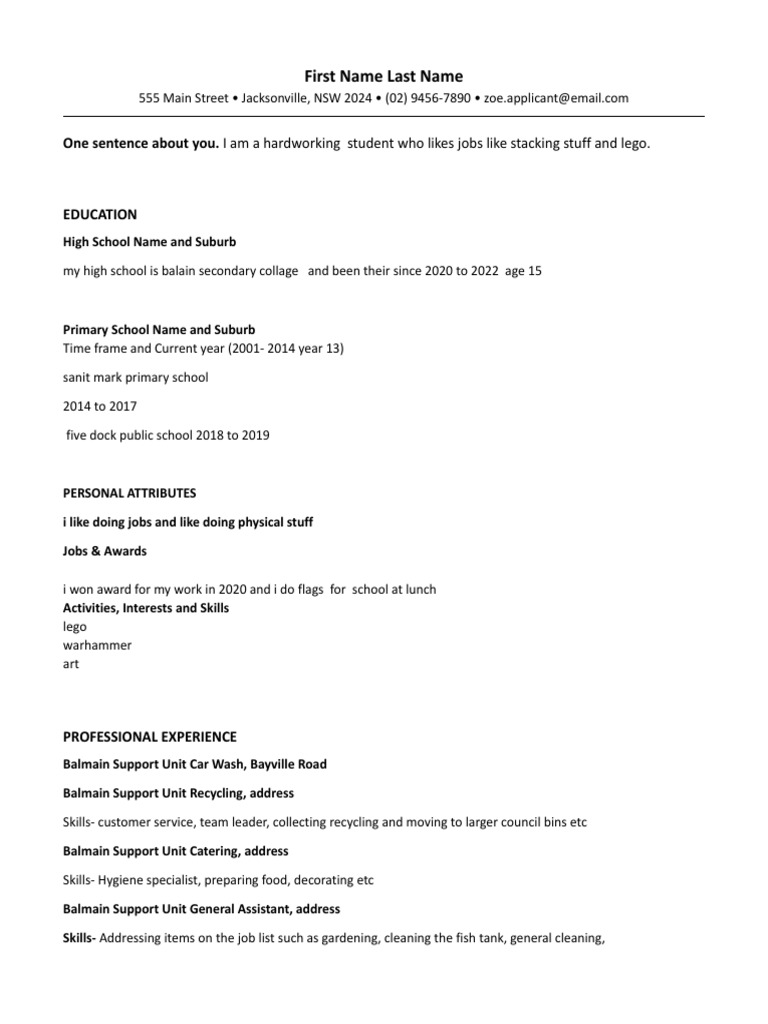 Work Ed Template For Resume | PDF