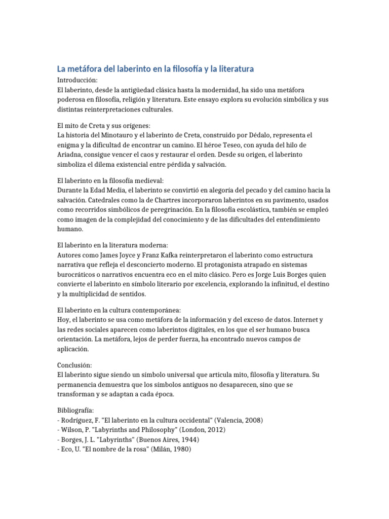 La metáfora del laberinto en la cultura | PDF