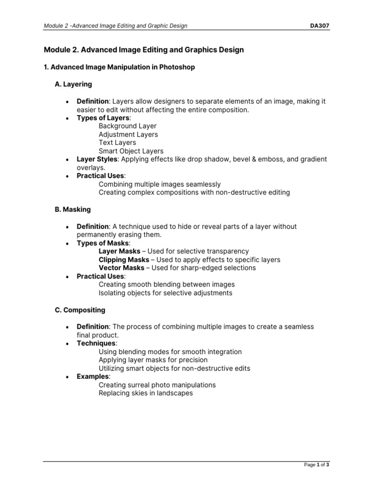 DA307 Module 2 Advance Image Editing and Graphic Design | PDF | Image ...