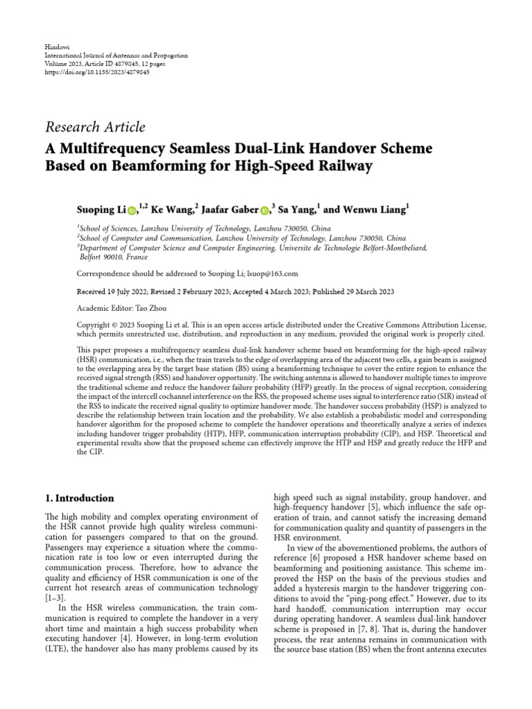 A Multifrequency Seamless Dual-Link Handover Schem | PDF | Antenna (Radio) | Radio Propagation