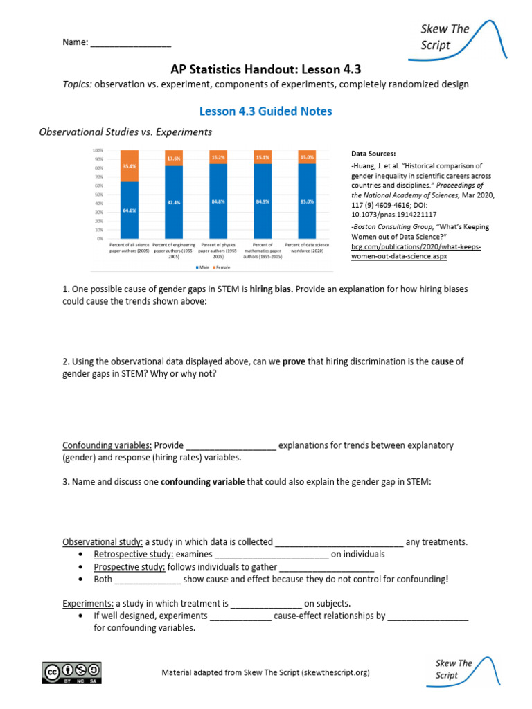 AP Stats: Observations vs. Experiments | PDF | Experiment | Design Of ...
