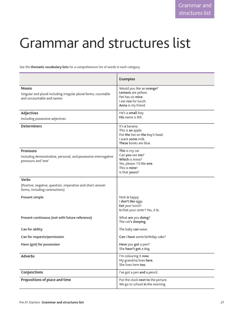 1.1. Apendix Lộ Trình Beginers - Starters | PDF | Plural | Pronoun