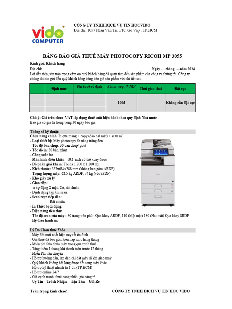 Thuê Máy Photocopy Ricoh MP 3055 | PDF