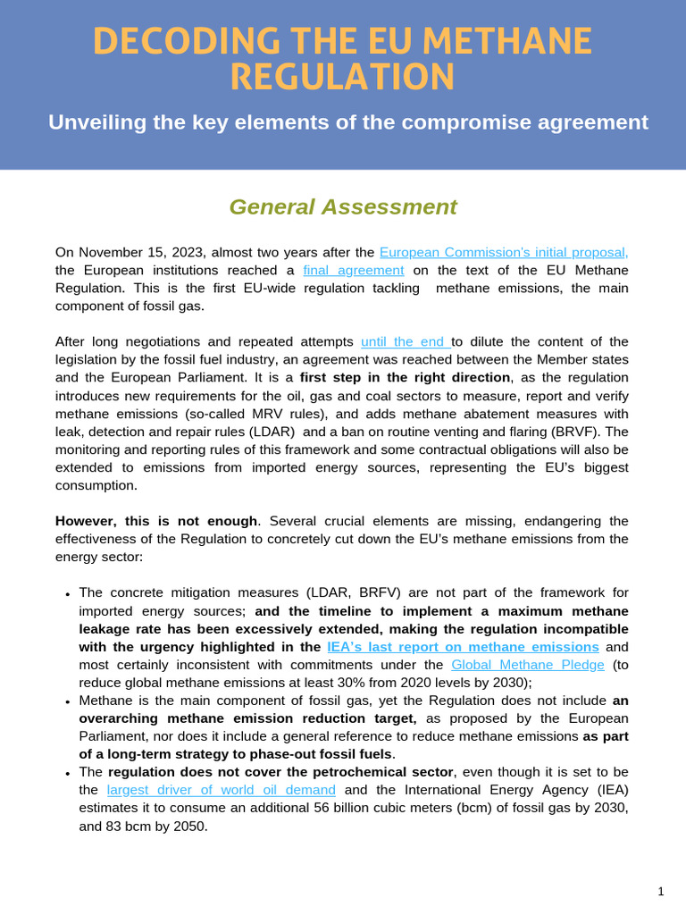 Unveiling The Key Elements of The Methane Regulation Compromise ...