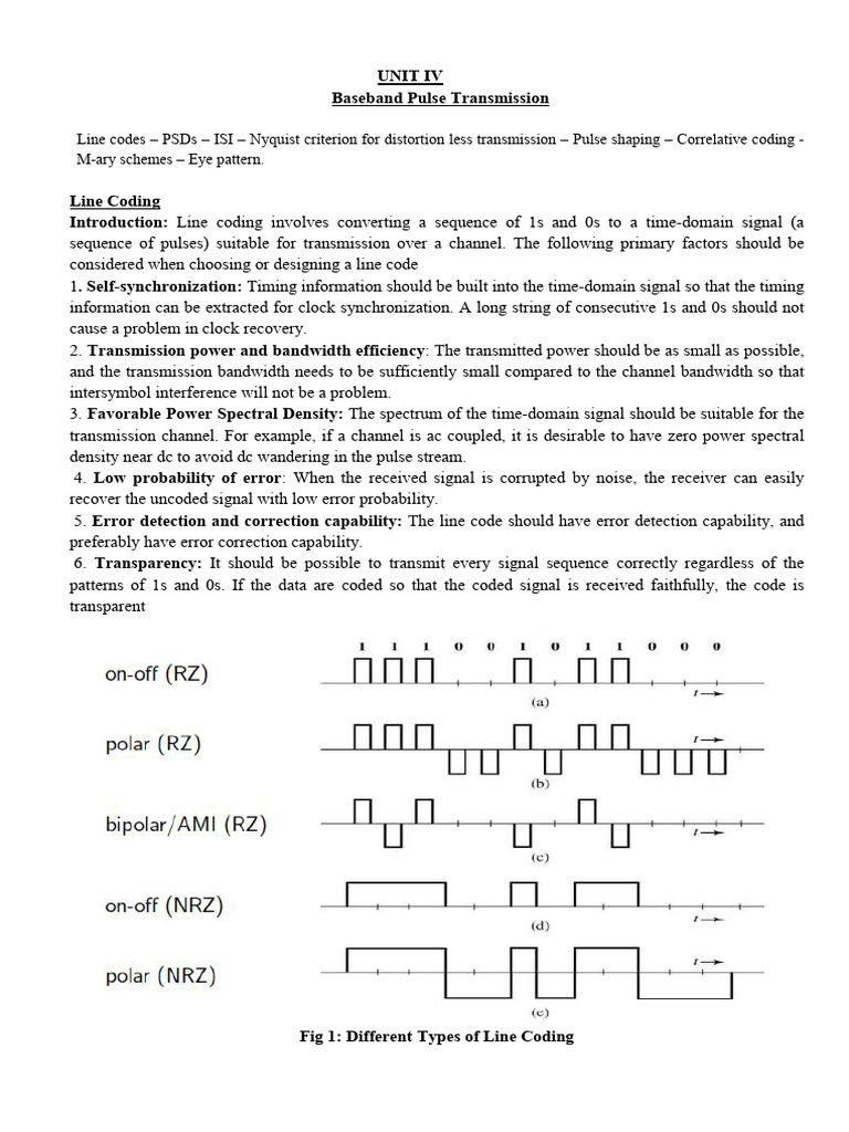 Baseband Pulse Transmission Overview | PDF | Bandwidth (Signal Processing) | Telecommunications ...