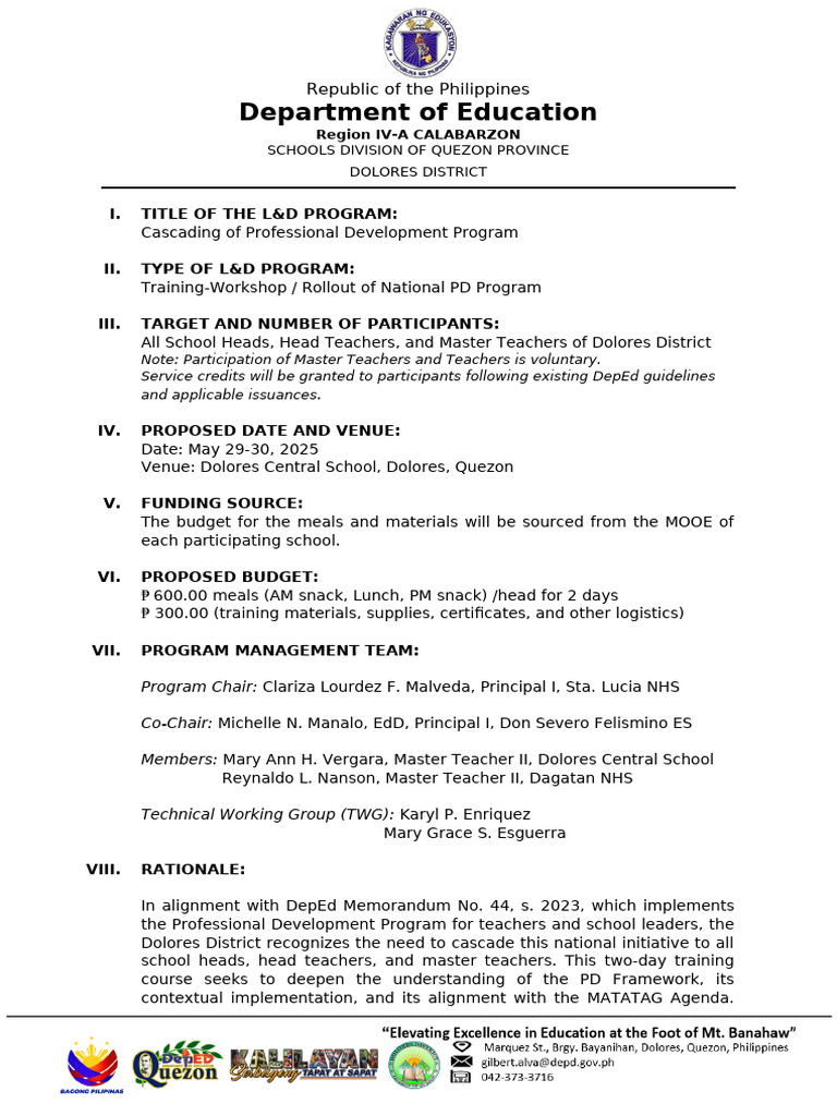 Professional Development Program Proposal | PDF | Methodology | Learning