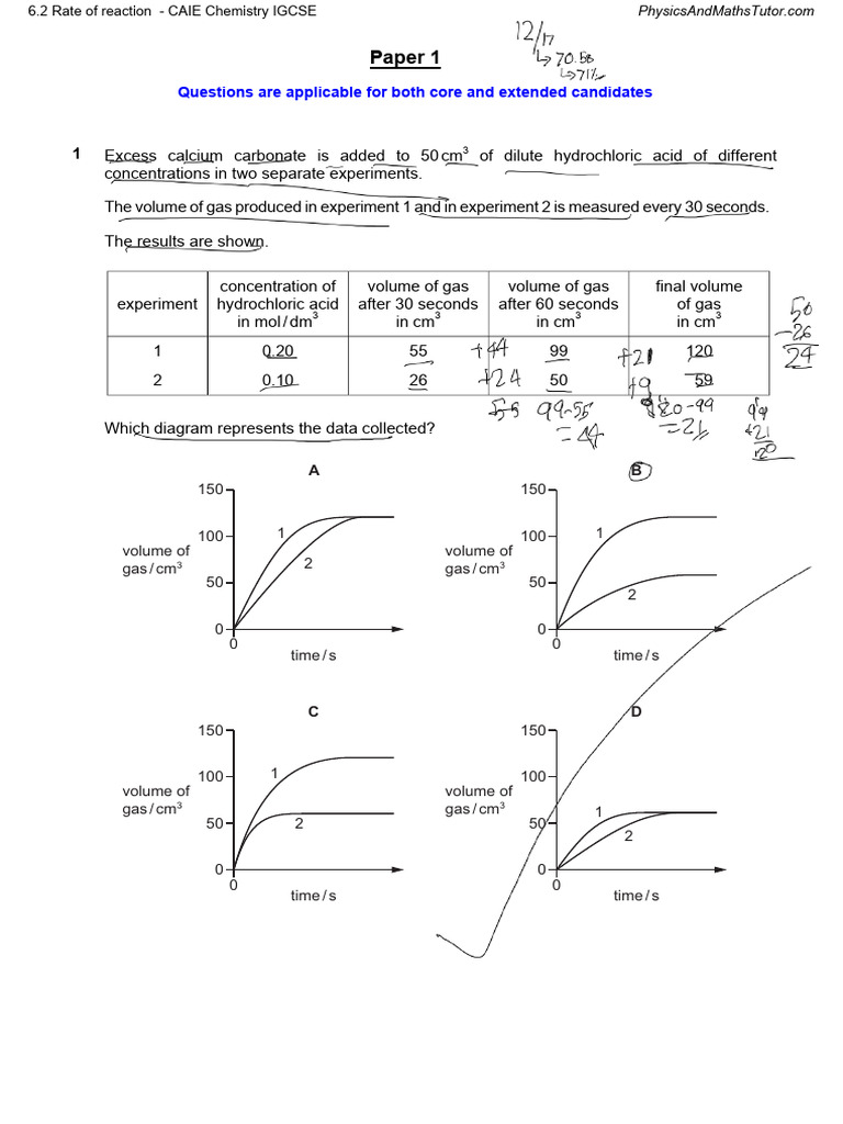 Rate of Reaction Experiments Analysis | PDF | Reaction Rate | Chemical ...