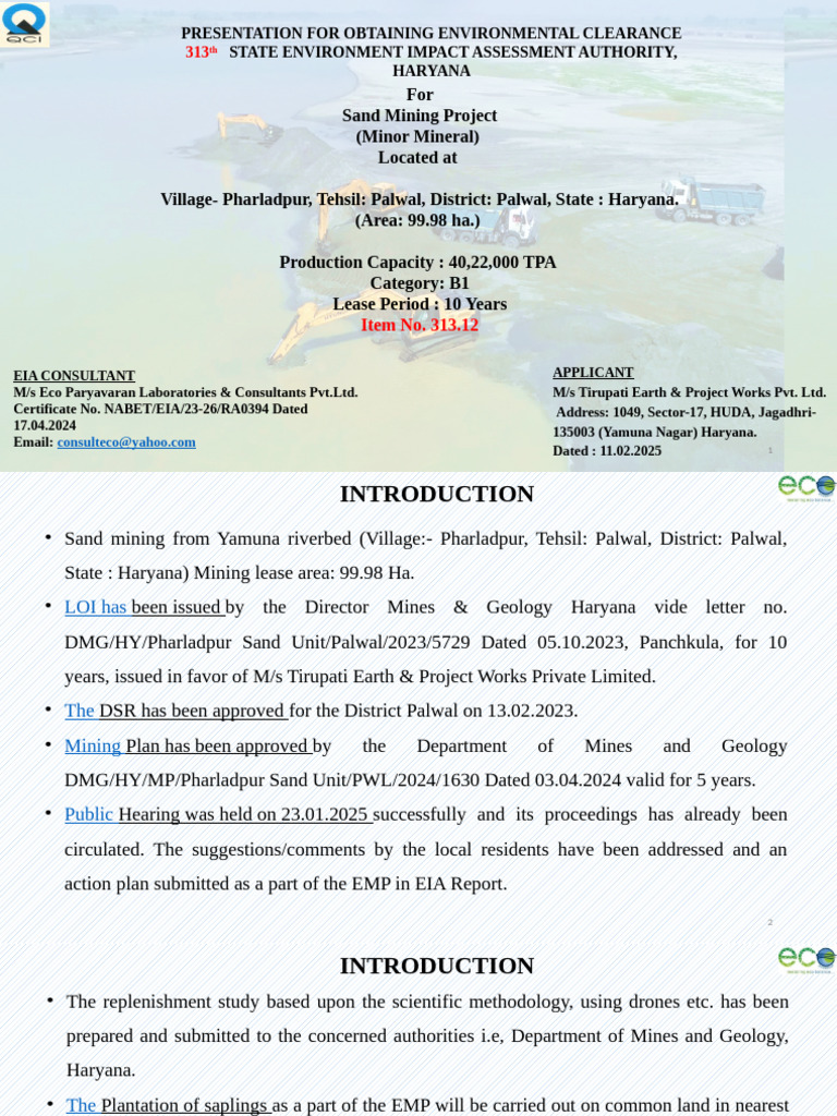 Pharadpur Final Ppt for SEIAA Meeting | PDF | Mining | Environmental ...