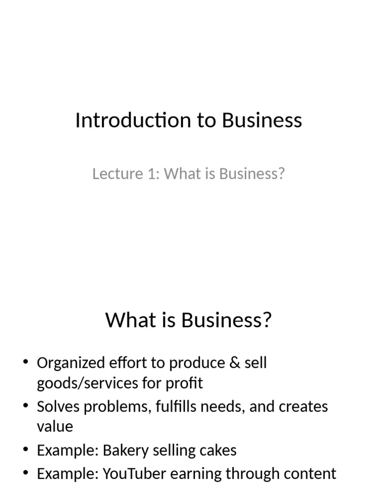 Introduction To Business Lecture1 | PDF