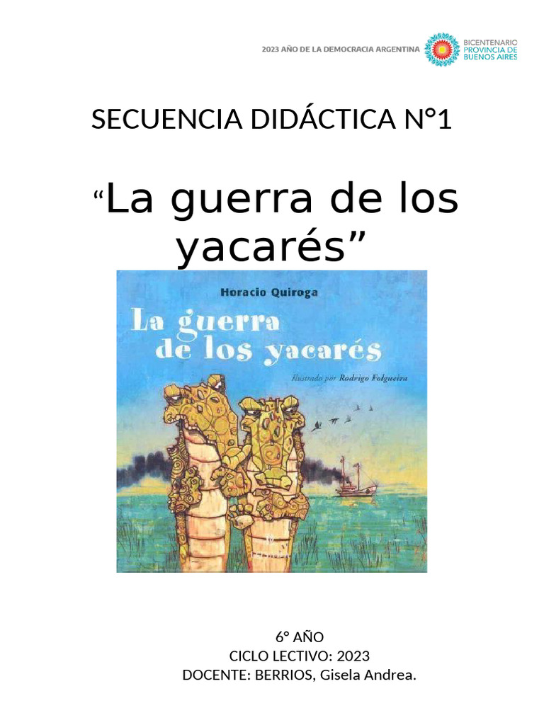 Secuencia 1 La Guerra de Los Yacarés Lista | PDF | Léxico | Palabra