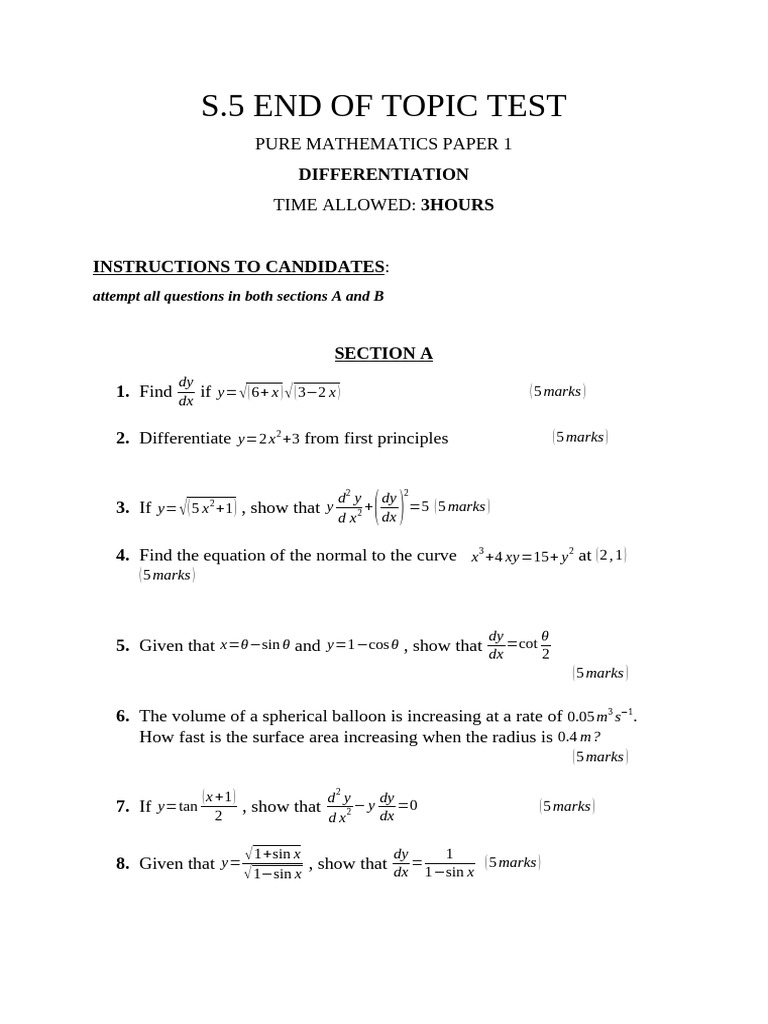 Differentiation s.5 030228 | PDF | Acceleration | Mechanics