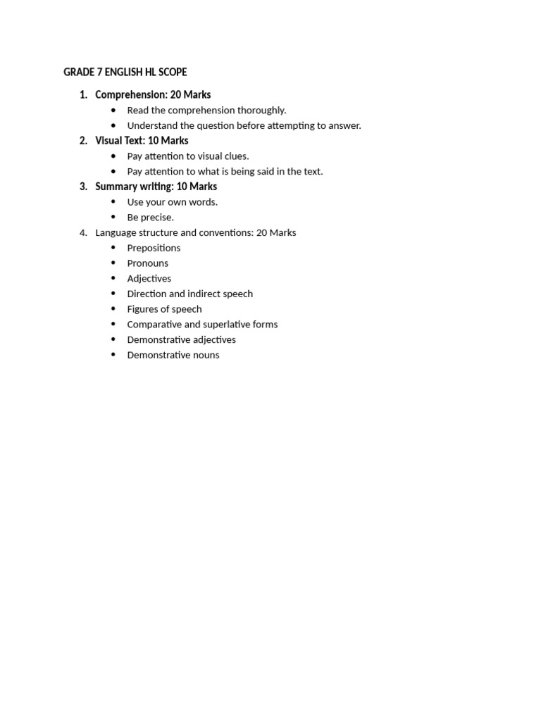 Grade 7 English Scope | PDF