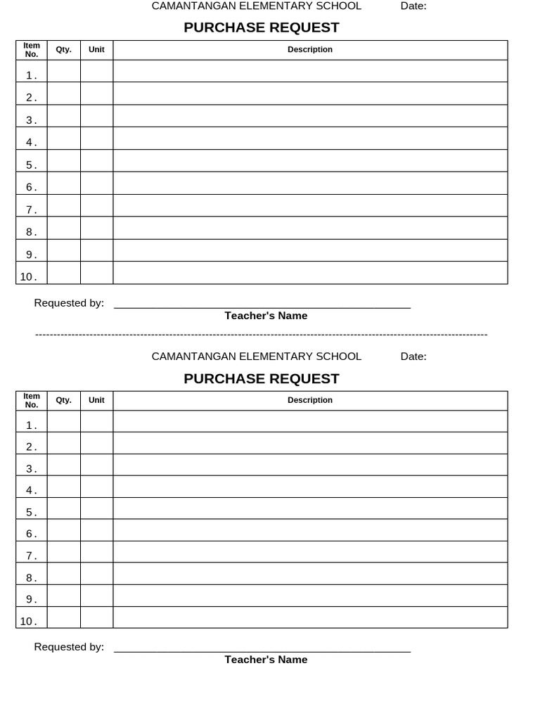 Purchase Request Form | PDF