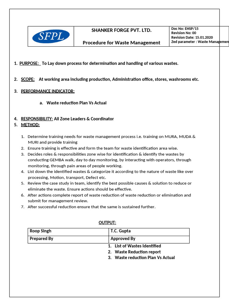 Waste Management Procedure Guide | PDF