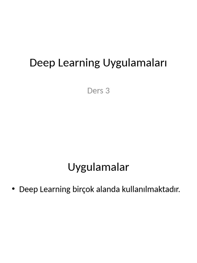 DeepLearning Ders3 Uygulamalar | PDF