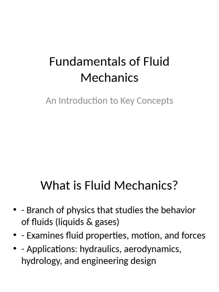 Fluid Mechanics Intro | PDF