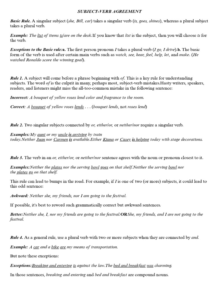 Subjectverb Agreement - Docx 20250727 140844 0000 | PDF | Grammatical ...