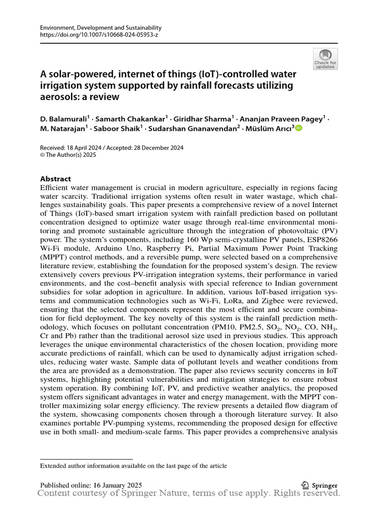 IoT Solar Irrigation System Review | PDF | Photovoltaics | Internet Of ...
