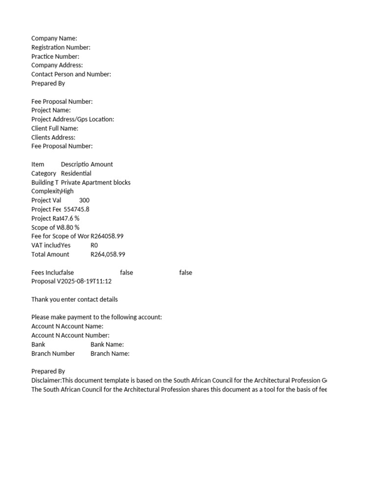 Fee Proposal for Residential Project | PDF