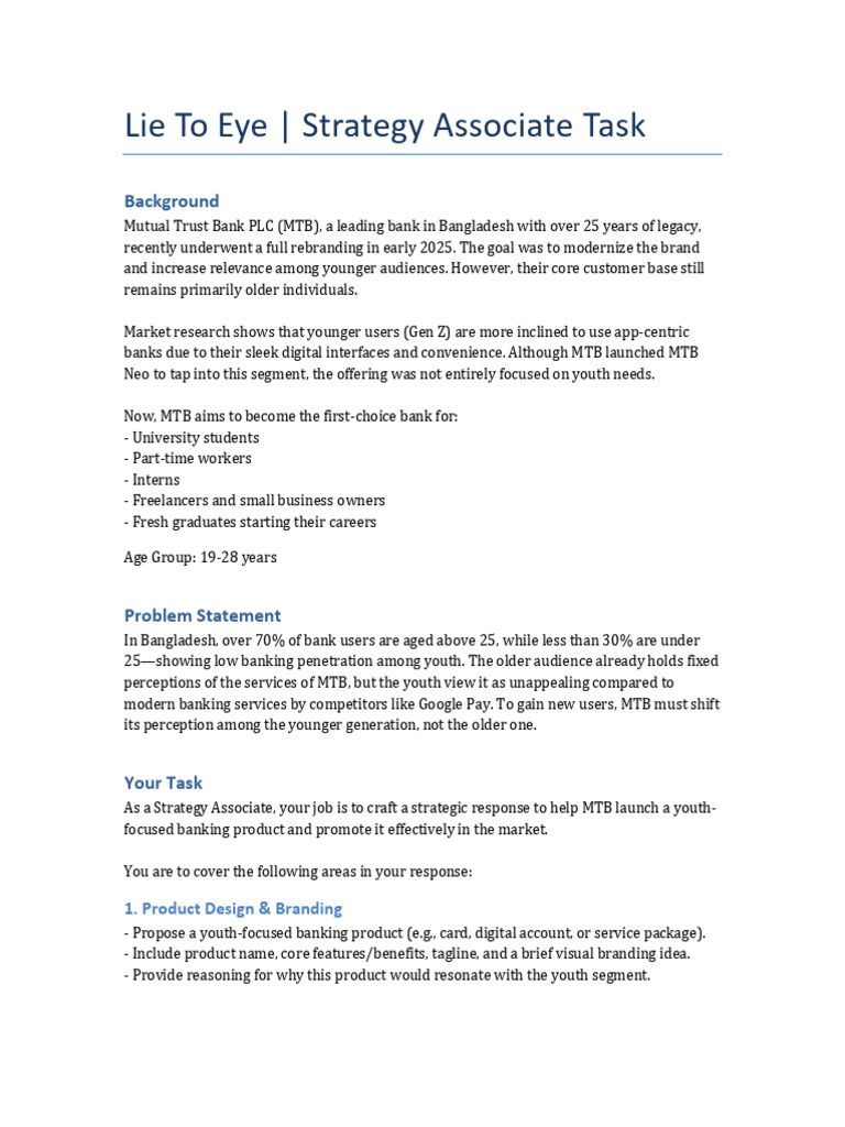 Lie To Eye - Strategy Associate - Task | PDF | Brand | Human Communication