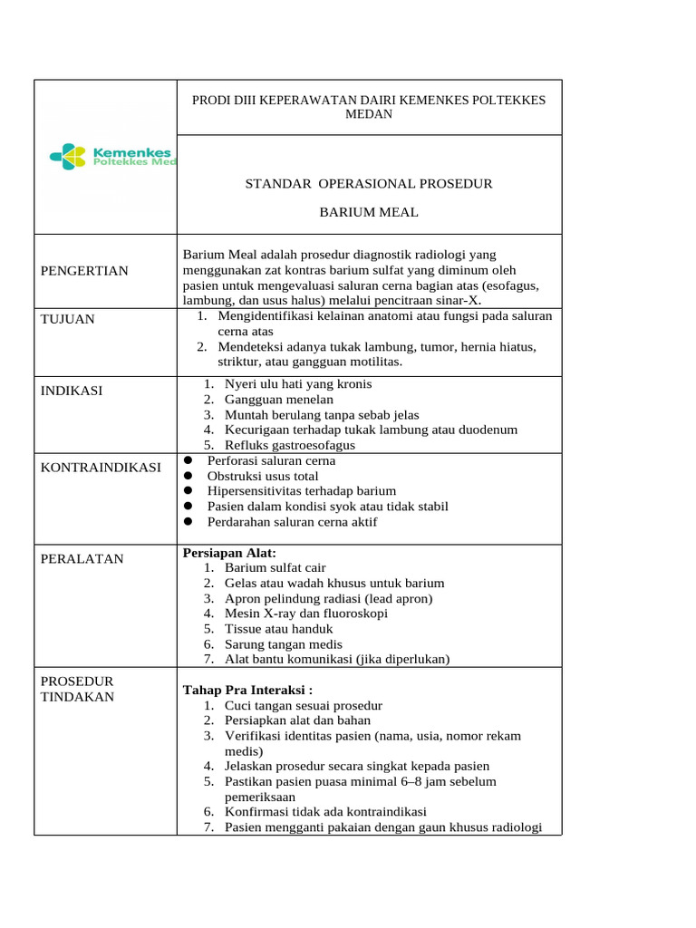 Prosedur Barium Meal untuk Diagnostik | PDF