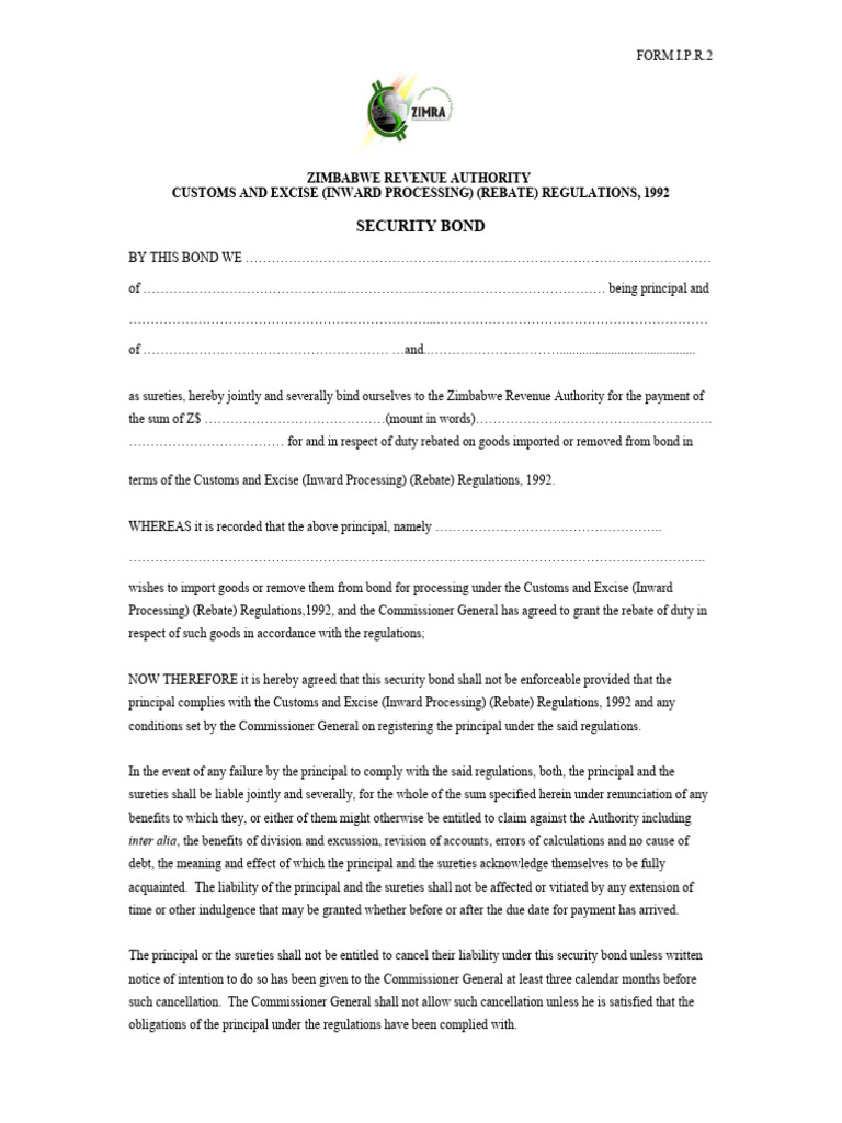 Form Ipr2 Security Bond | PDF | Surety | Civil Law (Legal System)