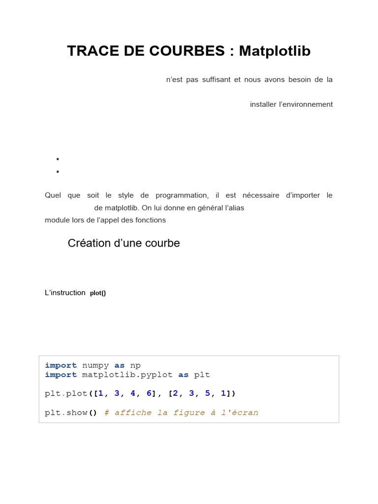 Tracer des courbes avec Matplotlib | PDF