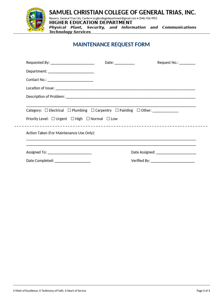 PPSICTS Maintenance Form | PDF