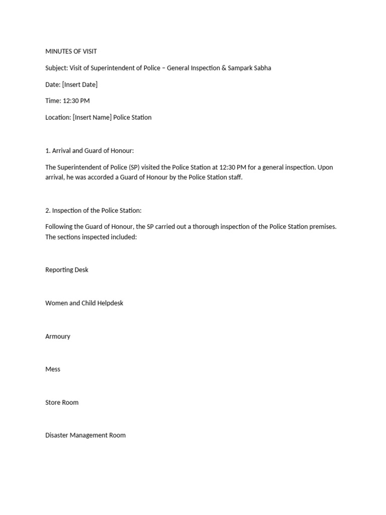 MINUTES OF VISIT-WPS Office | PDF
